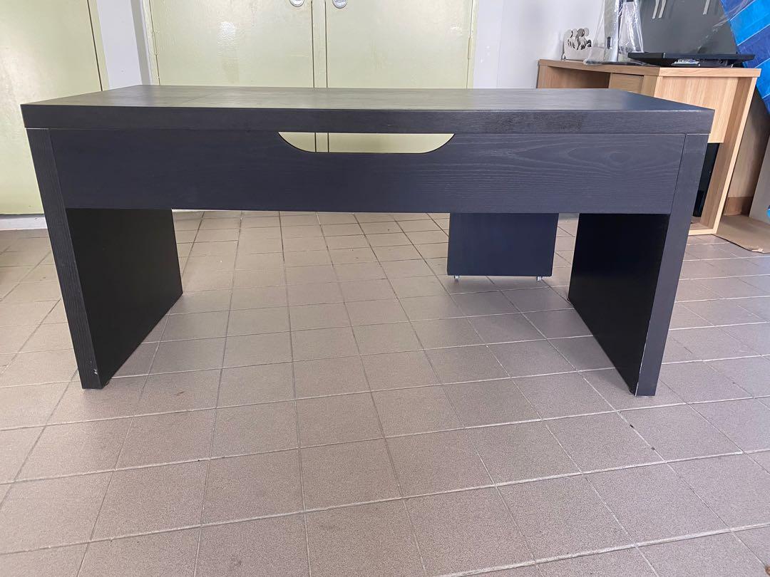 Study Work Desk/Table with pull-out panel, black-brown, Furniture ...