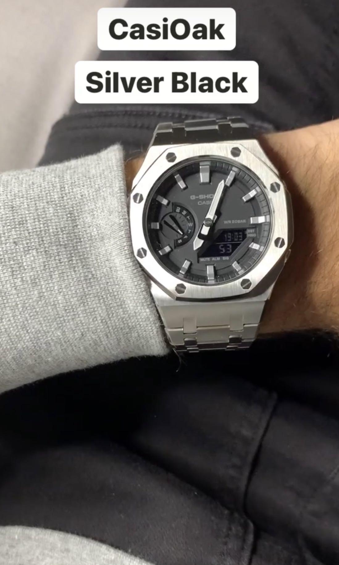 Gshock silver blue mod ap mod Casioak ga2100 ga2110 ga-2100 ga-2110 ...