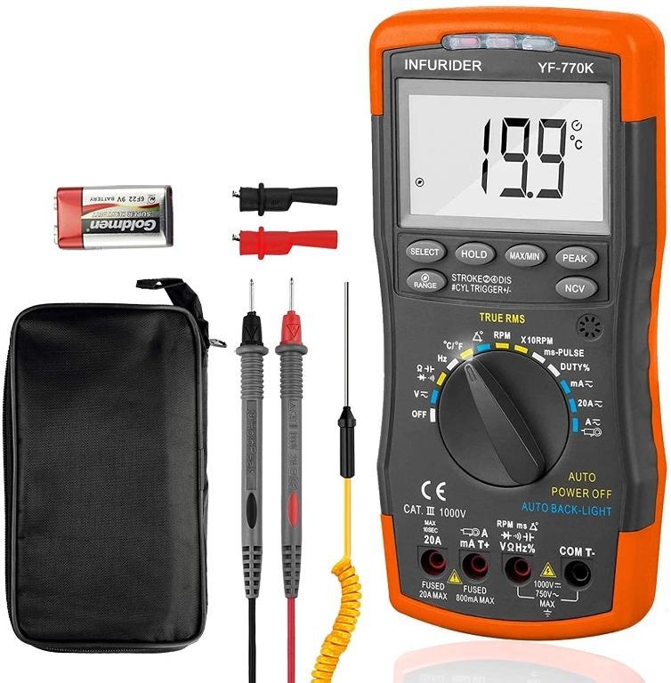 H1089 Digital Multimeter,INFURIDER YF-770K TRMS 6000 Counts Volt Amp ...