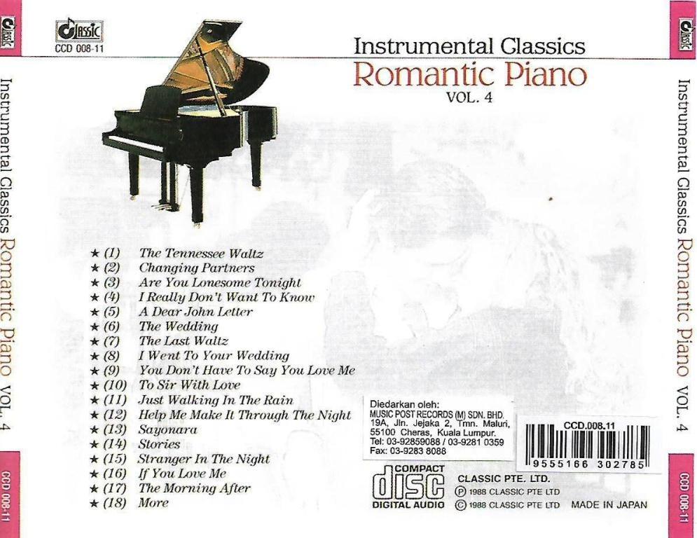 Instrumental Classics Romantic Piano Vol.4 CD 18 Sentimental English ...