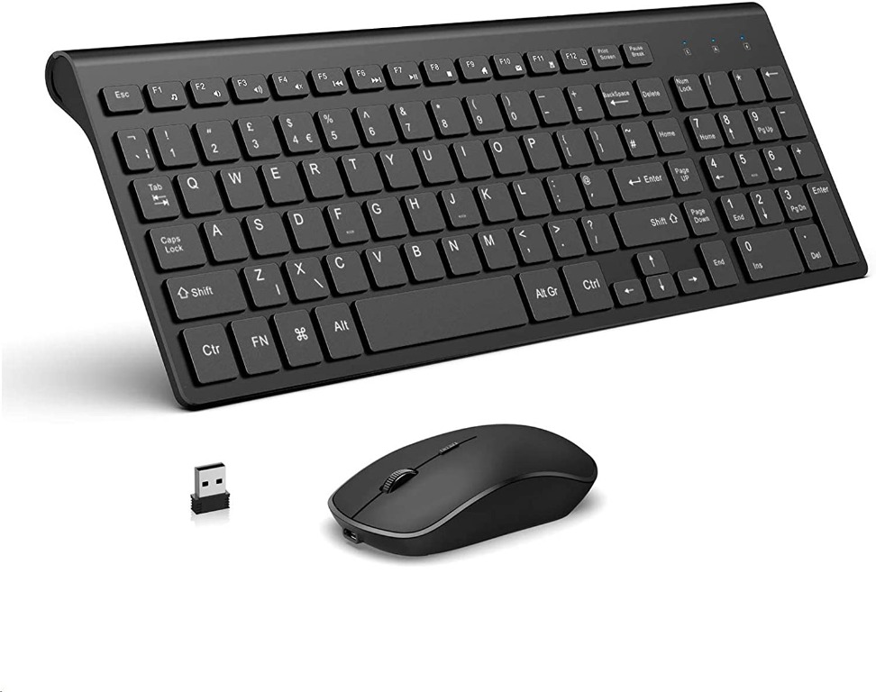 JOYACCESS Wireless Keyboard & Mouse, 2.4G Rechargeable Slim Keyboard and Mouse with Number Pad ...