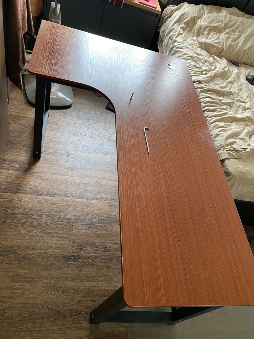 L shape study table/office table, Furniture & Home Living, Furniture ...