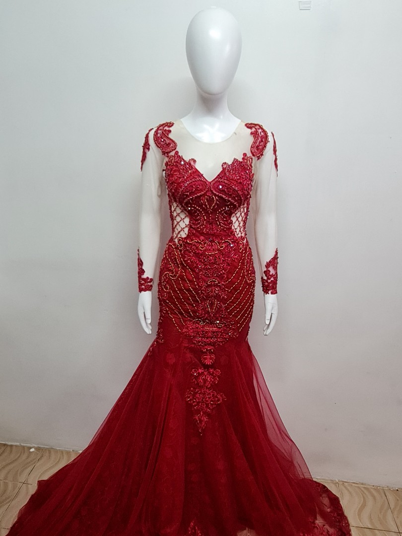Maroon Mermaid Gown, Announcements on Carousell