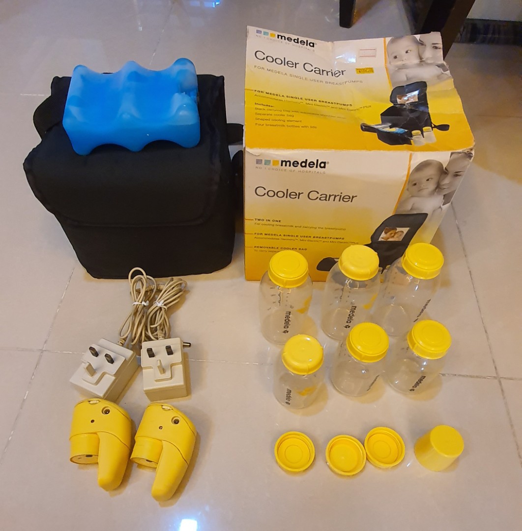 Medela cooler carrier+ milk warmer, free breast pump, and bottles, Babies & Kids, Nursing ...