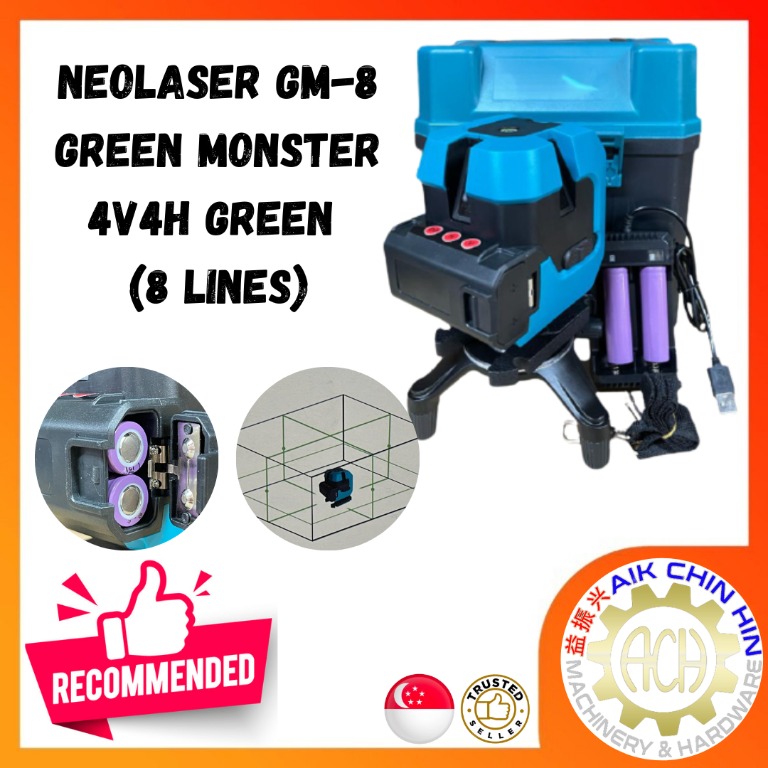 Neolaser GM-8 Laser Level Green Monster 4V4H Green (8 Lines) | Model ...