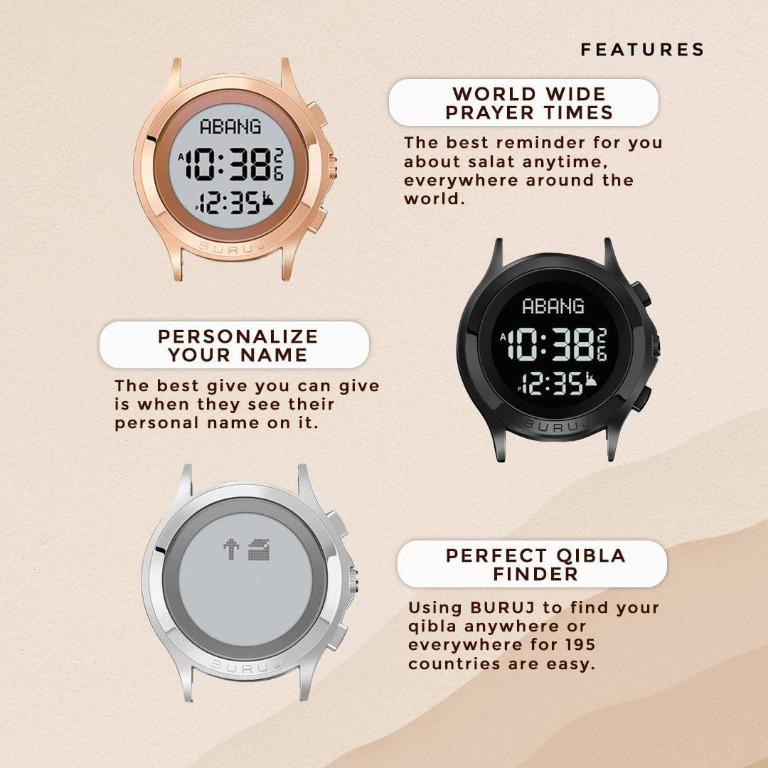 (NEW ARRIVAL) BURUJ VEGA, Qiblat Watch Jam Azan , Jam Kiblat Jam Solat ...