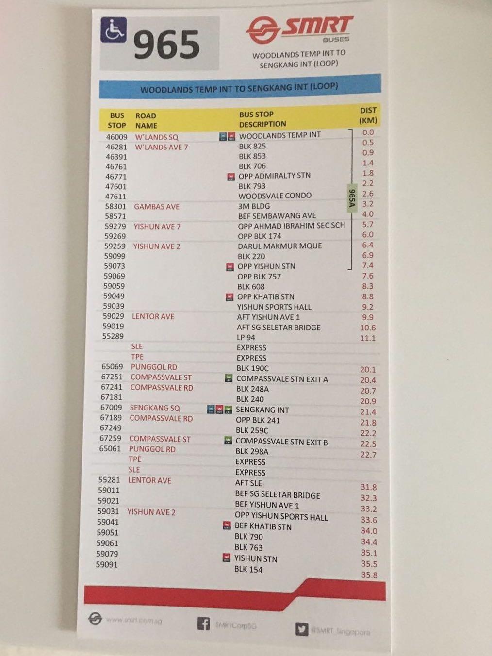 Old SMRT 965 Bus Guide, Hobbies & Toys, Memorabilia & Collectibles ...