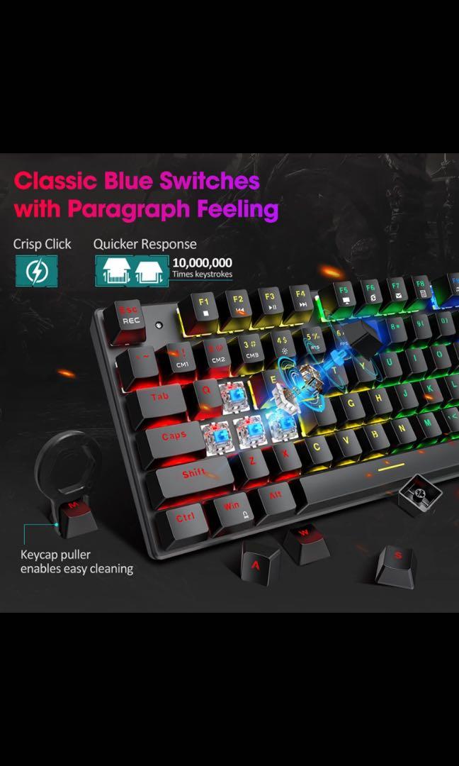 PICTEK PC244 Wired Gaming Keyboard Mechanical keyboard RGB LED Backlit ...