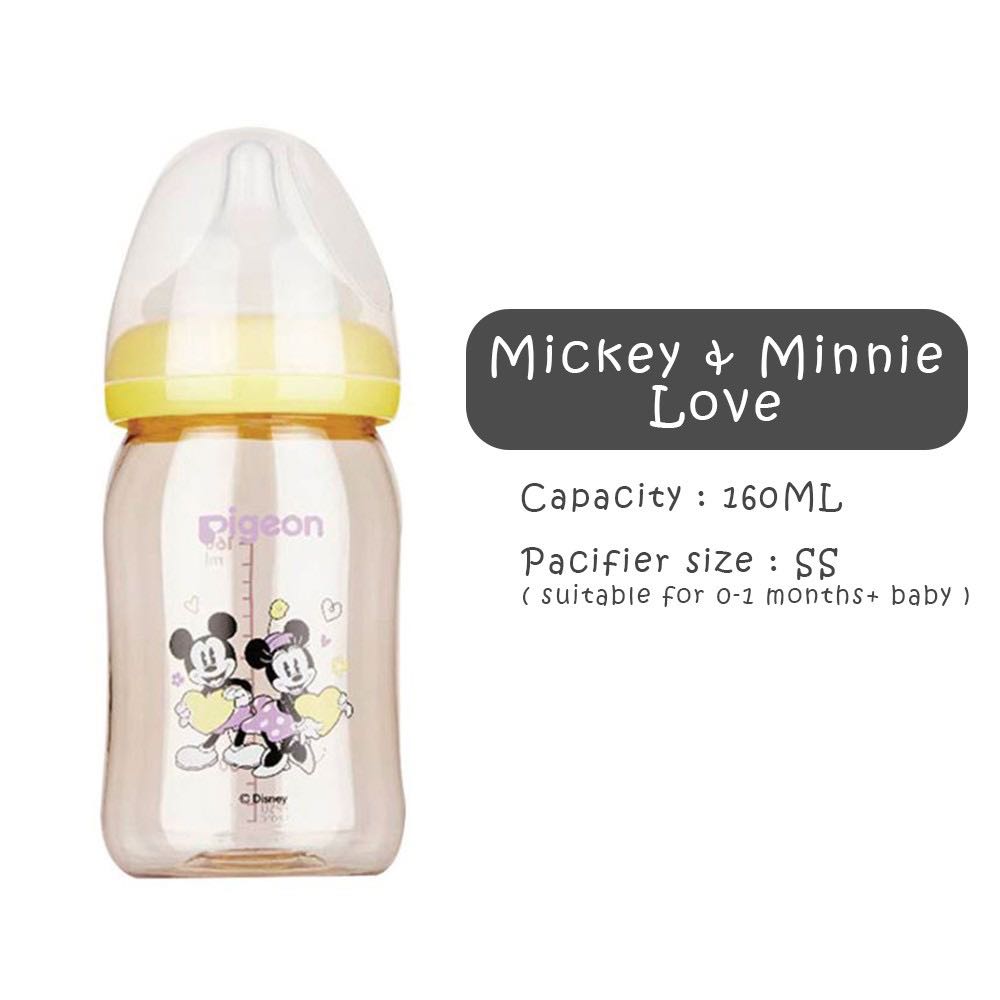 Pigeon PPSU Milk Feeding Bottle Wide Neck (Mickey Minnie Love), 160ml, Babies & Kids, Nursing ...