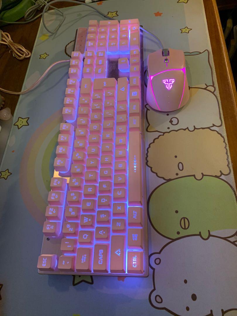 Pink Inno Fantech keyboard + gaming mouse set, Computers & Tech, Parts ...