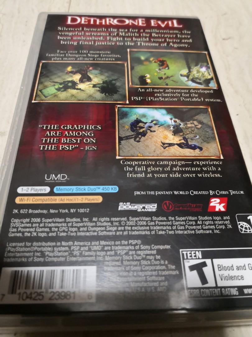 PSP Original Dungeon Siege Throne Of Agony, Video Gaming, Video Games ...