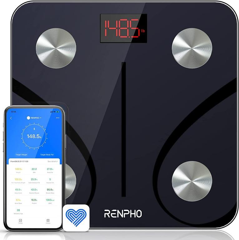 RENPHO ES-CS20M Bluetooth Body Fat Scale, Digital Weight Scale Bathroom Smart Body Composition ...