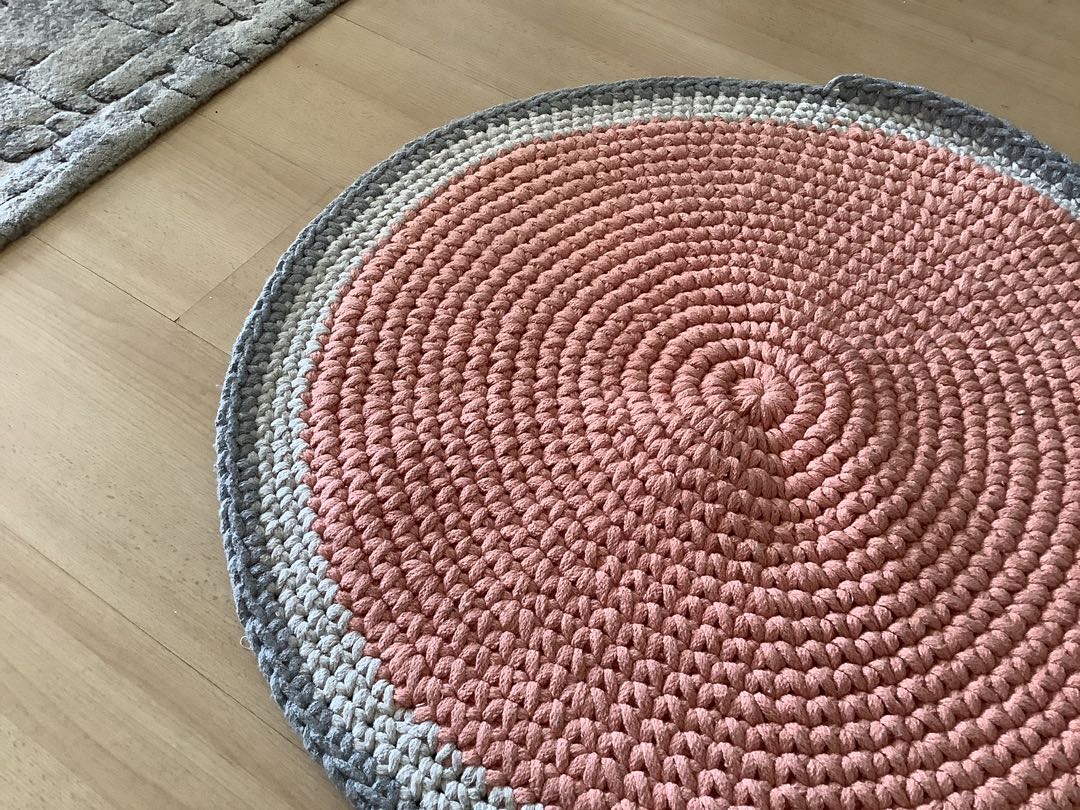Round knitted rug, Furniture & Home Living, Home Decor, Carpets, Mats ...