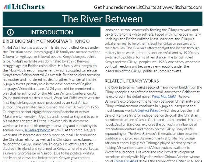 The River Between (LitCharts Notes), Hobbies & Toys, Books & Magazines ...