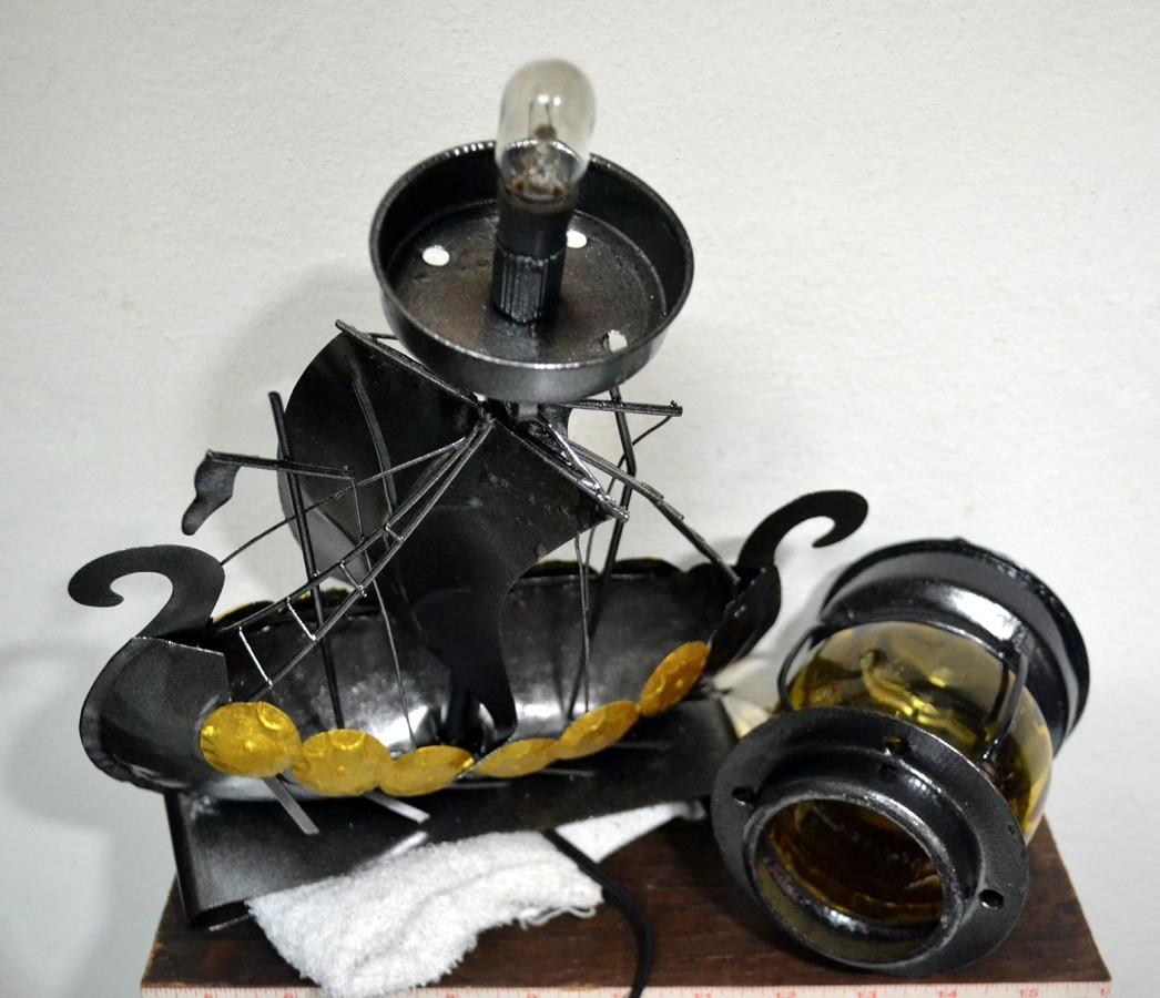Vintage Tin Metal Viking Ship Table Lamp, Hobbies & Toys, Collectibles ...