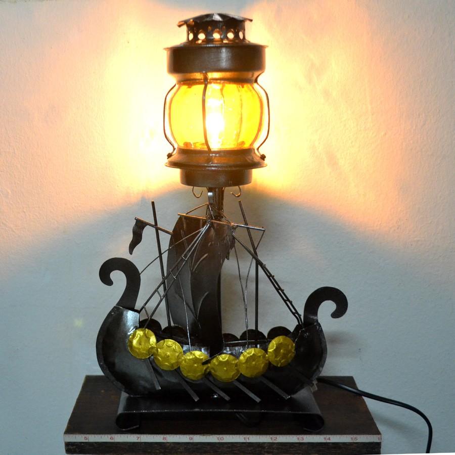 Vintage Tin Metal Viking Ship Table Lamp, Hobbies & Toys, Collectibles ...