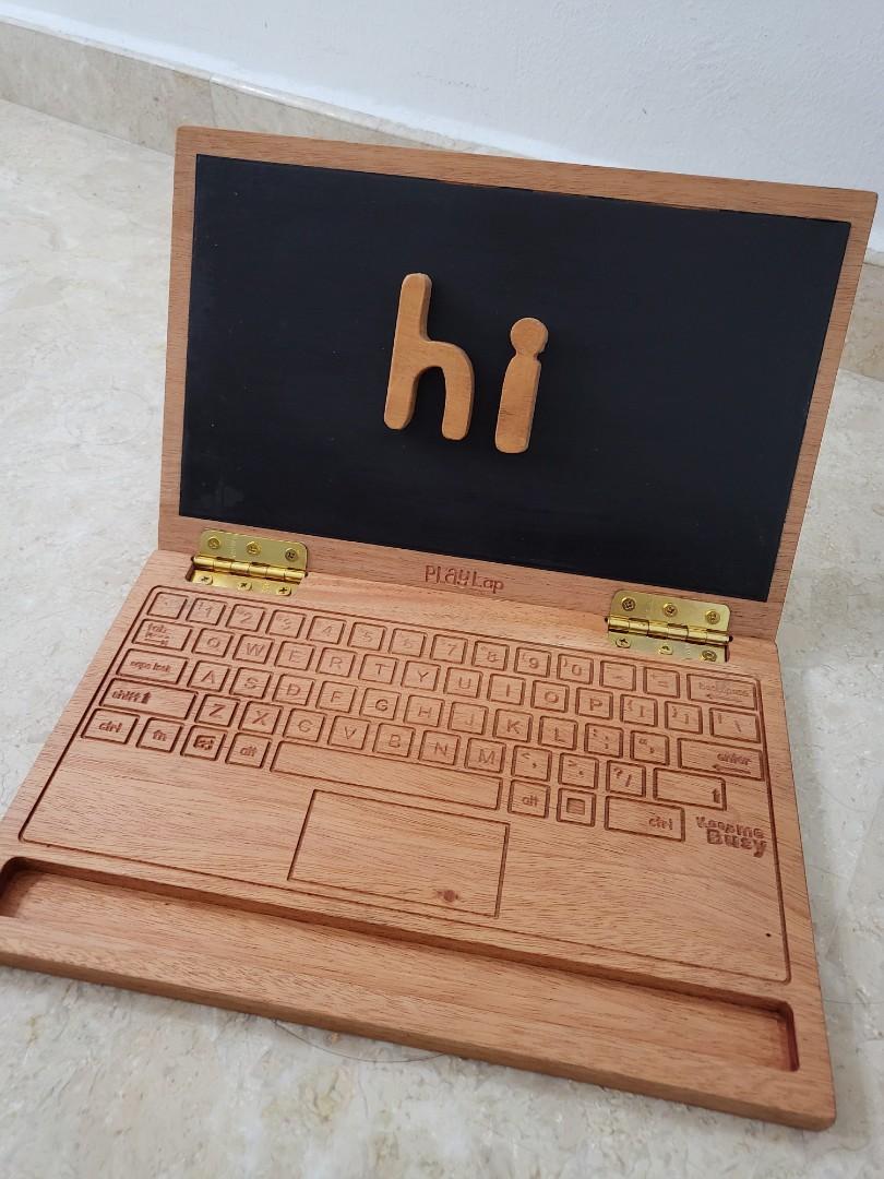 Wooden laptop toy learning pretend play PLAYlap, Computers & Tech ...