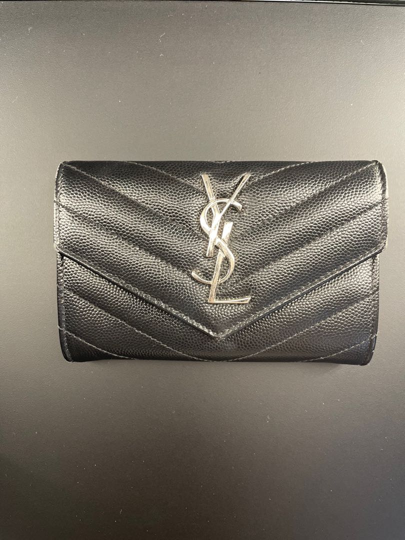 YSL MONOGRAM SMALL ENVELOPE WALLET IN GRAIN, Women's Fashion, Bags ...