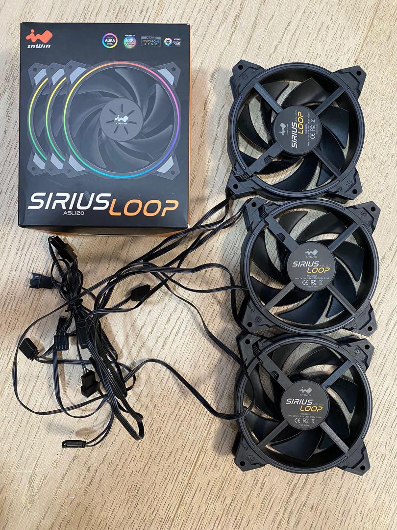 120mm ARGB PC fans x 3 (SIRIUS LOOP ASL120), Computers & Tech, Parts ...