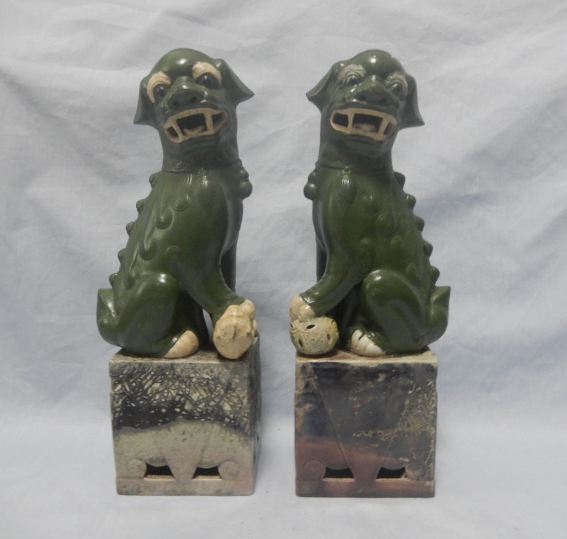 Antique porcelain foo dogs pair rare circa early 20th Century retired ...