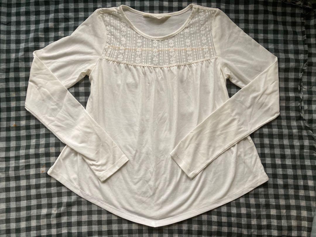 Cottagecore white long sleeved, Women's Fashion, Tops, Longsleeves on ...