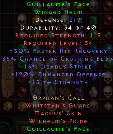 D2R | Diablo 2 Resurrected Gface Guillaume face winged helm (left 1 ...