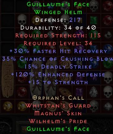 D2R | Diablo 2 Resurrected Gface Guillaume face winged helm (left 1 ...