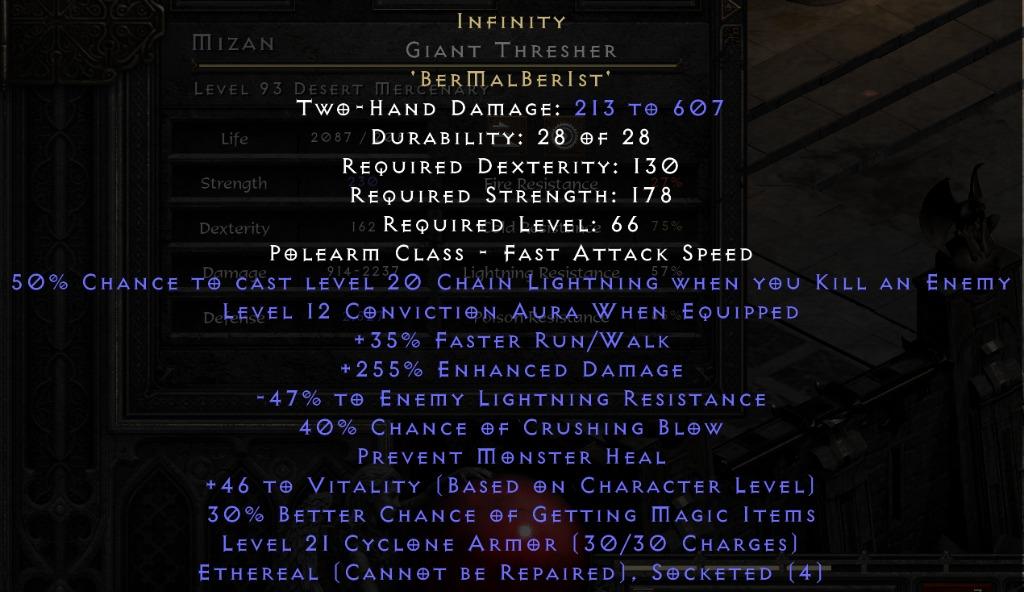 D2R Eth Giant Thresher Infinity [Diablo 2 Resurrected], Video Gaming ...