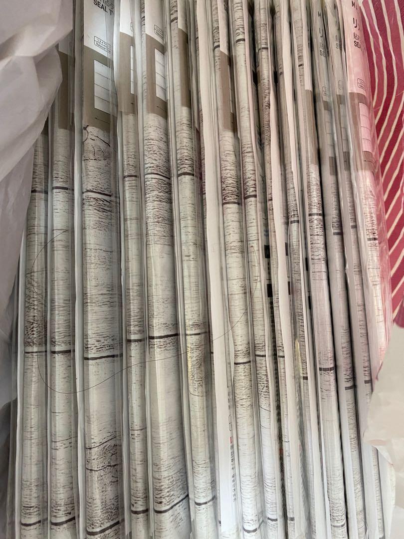 Daiso White rustic wood like wallpaper, Furniture & Home Living, Home ...