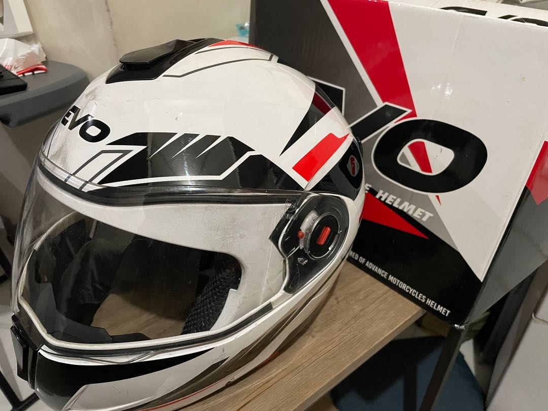 EVO full and half face black and white helmet, Motorbikes, Motorbike ...