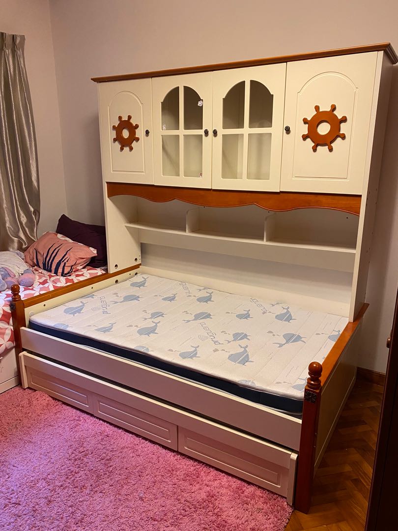 Extendable bed frame with mattresses, Furniture & Home Living ...