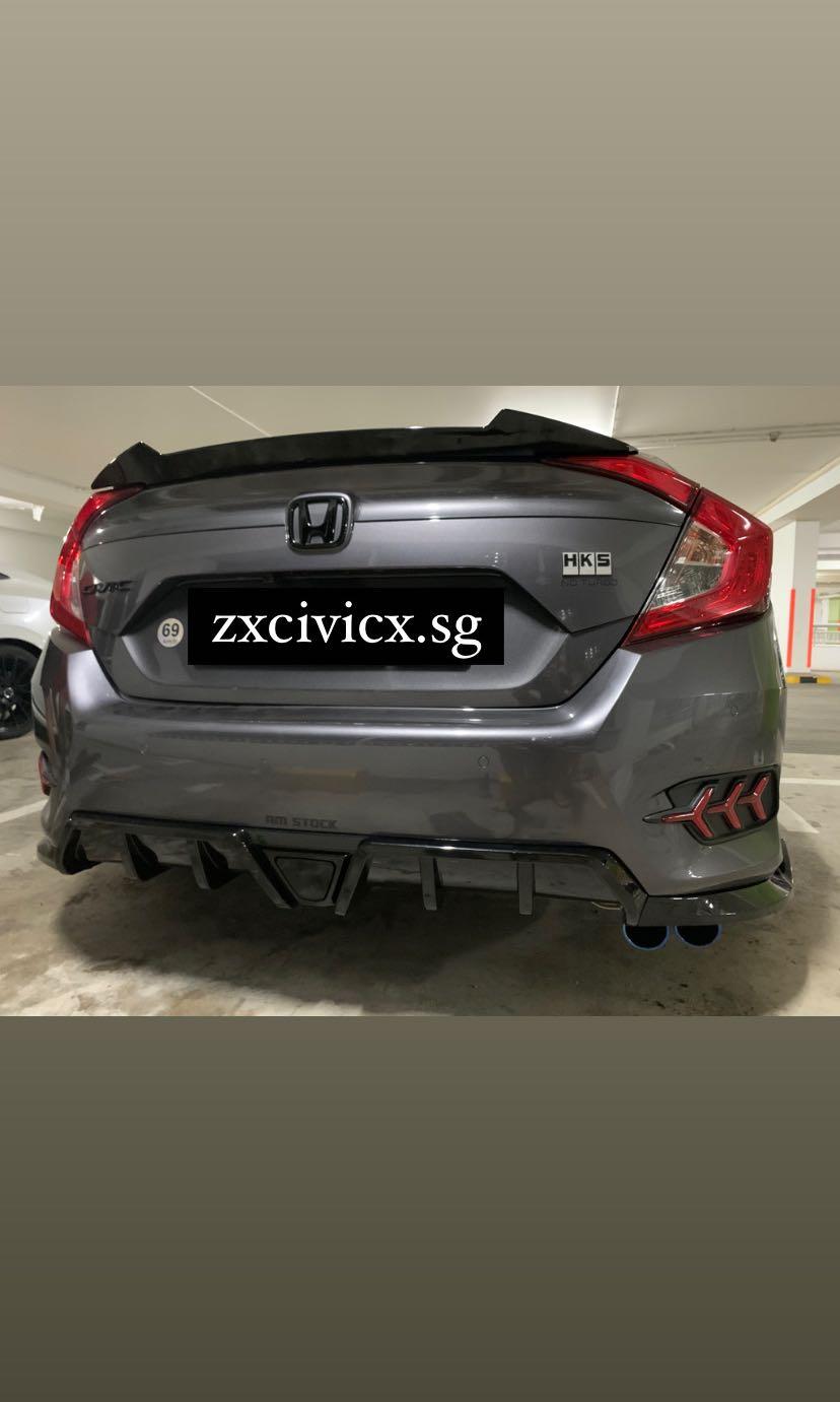 Honda Civic FC Rear diffuser in CF / Glossy black civicx 10Th Gen Fc1 ...