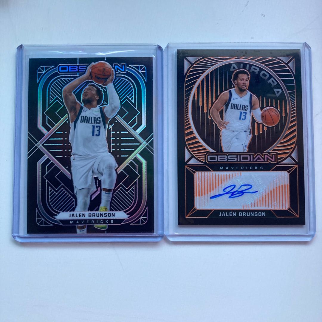 Jalen Brunson Mavericks 2021 Obsidian Aurora Autograph Orange /50 ...