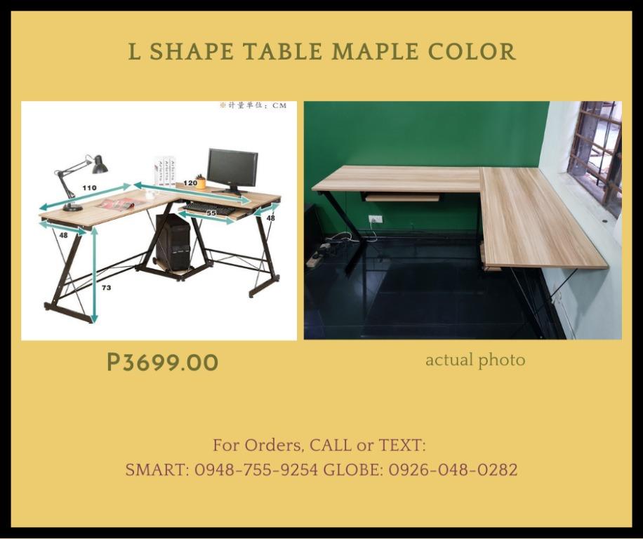 ️L Shape Computer Table - Maple Color!, Furniture & Home Living ...