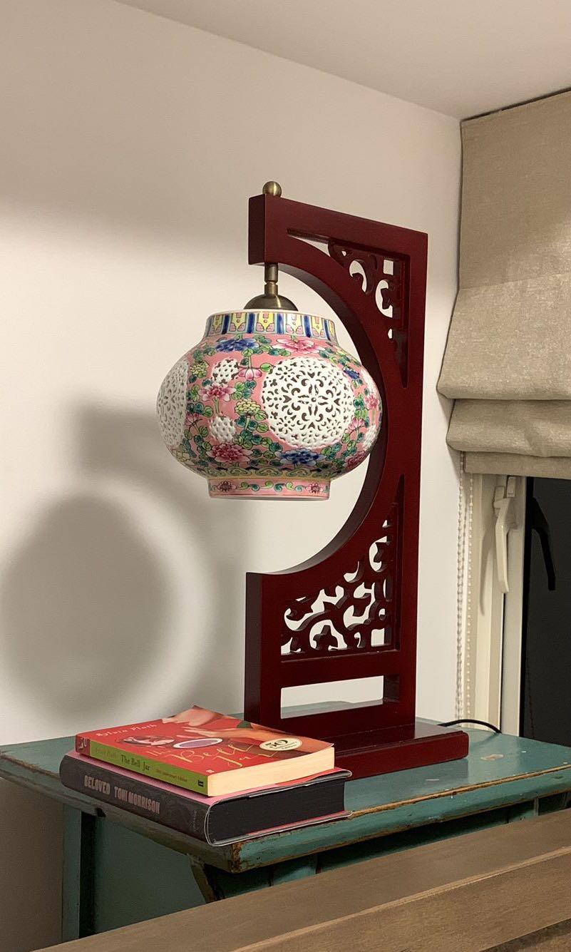 Peranakan table lamp, Furniture & Home Living, Lighting & Fans ...