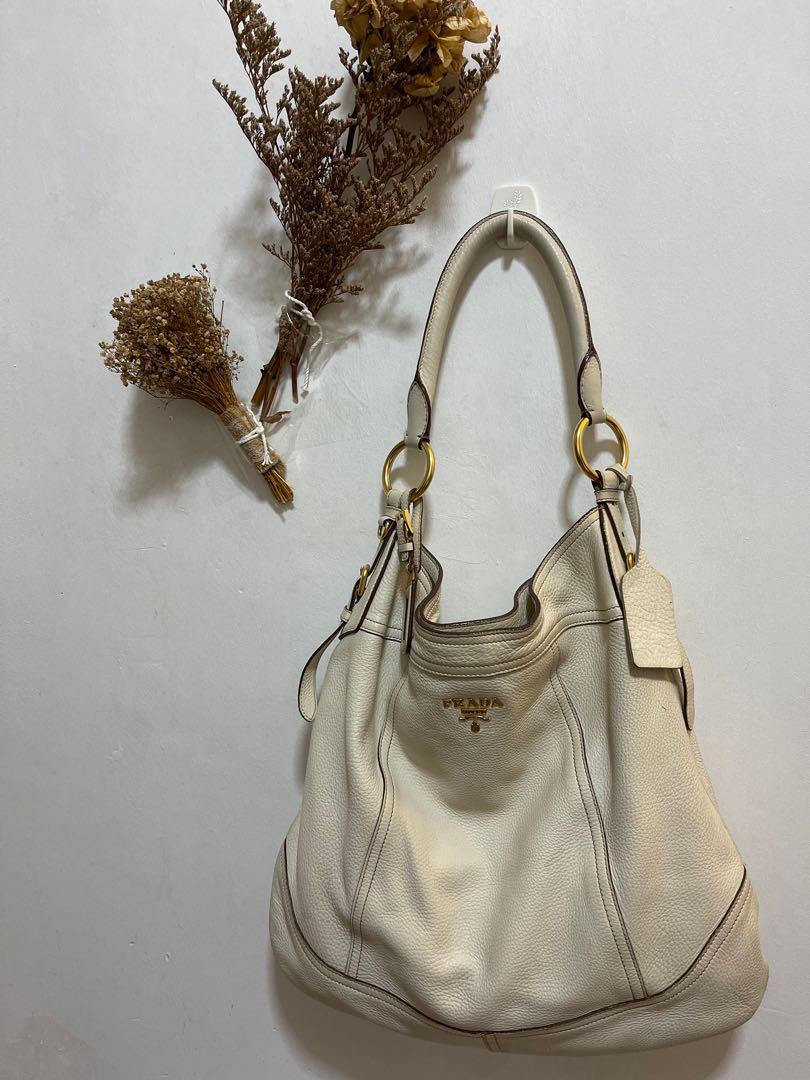 Prada White Leather Bag, Women's Fashion, Bags & Wallets, Shoulder Bags ...