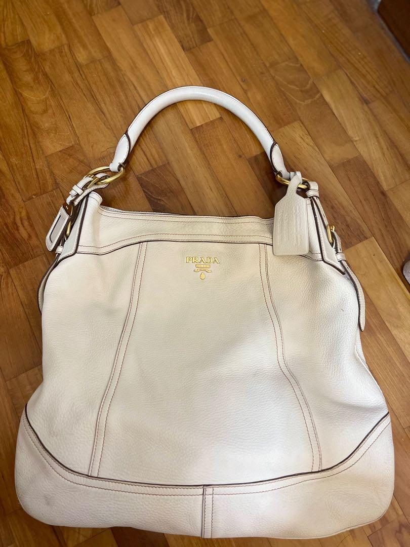 Prada White Leather Bag, Women's Fashion, Bags & Wallets, Shoulder Bags ...