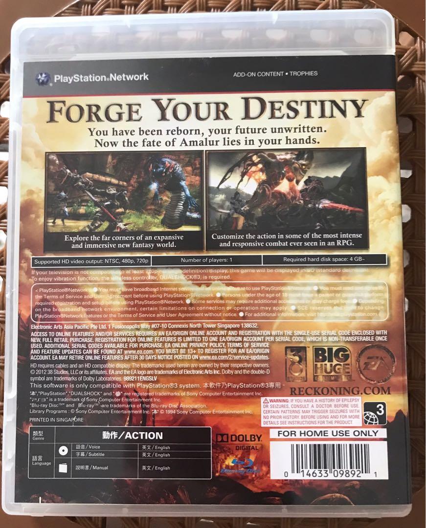 PS3 Game: Reckoning (Kingdoms of Amalur), Video Gaming, Video Games ...