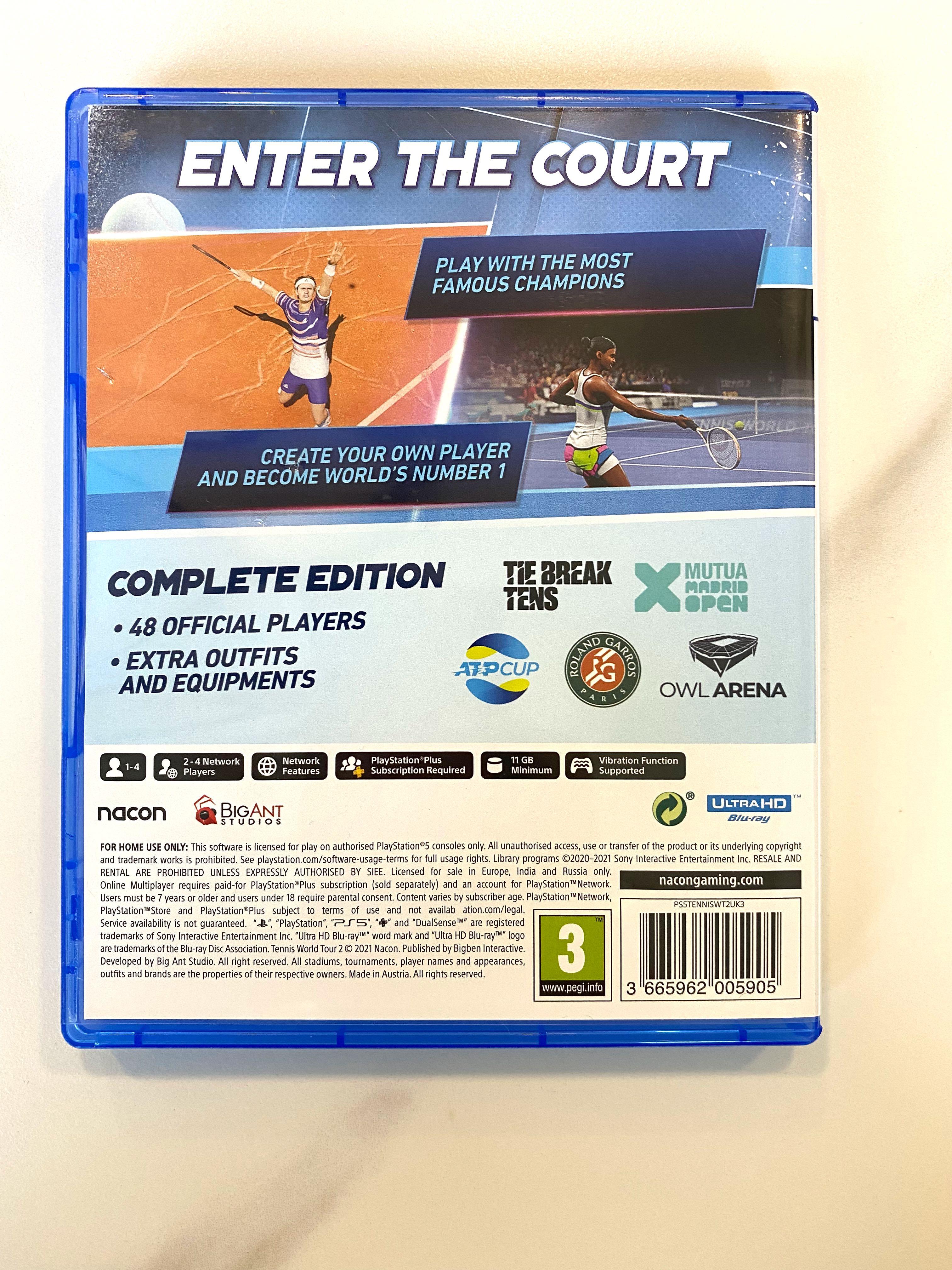 PS5 Tennis World Tour 2: Complete Edition, Video Gaming, Video Games ...