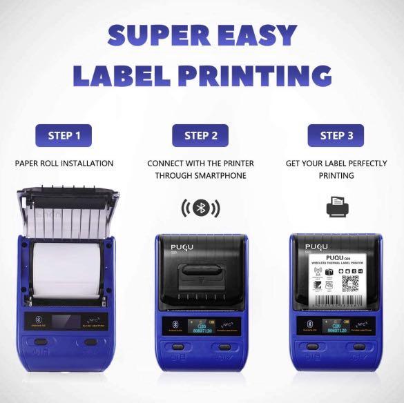 PUQU Label Printer | Portable Bluetooth Thermal Label Maker Q20 with ...