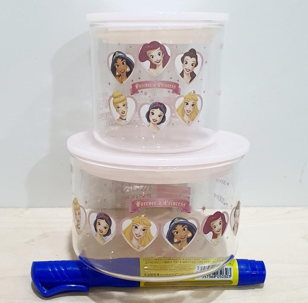 Pyrex Iwaki Disney Princesses Glass jar set with lid, Furniture & Home ...
