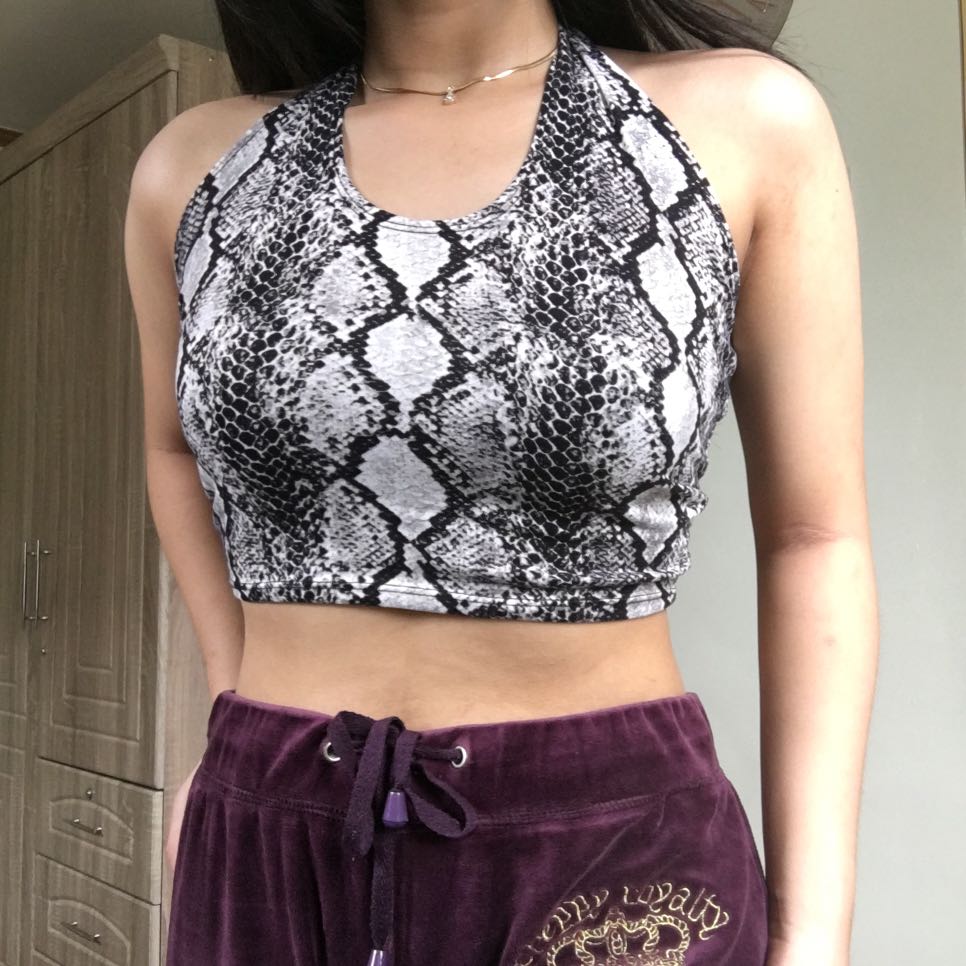 Snake skin tie top, Women's Fashion, Tops, Sleeveless on Carousell