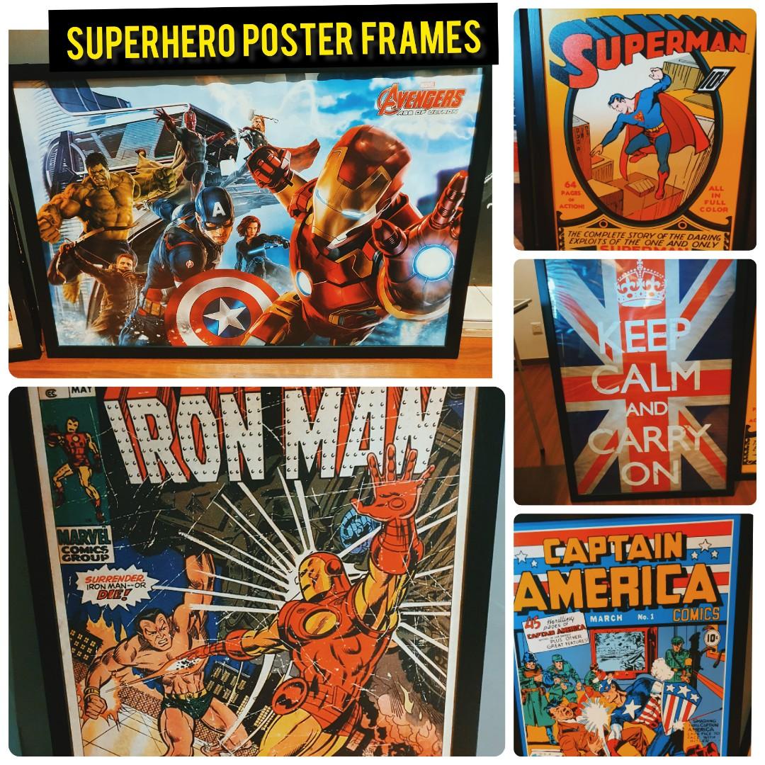 Superhero Poster with Frames (RM 80/each), Hobbies & Toys, Stationery ...
