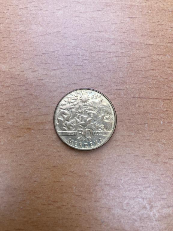 Syiling RM1 30 Tahun Merdeka, Antiques, Currency on Carousell