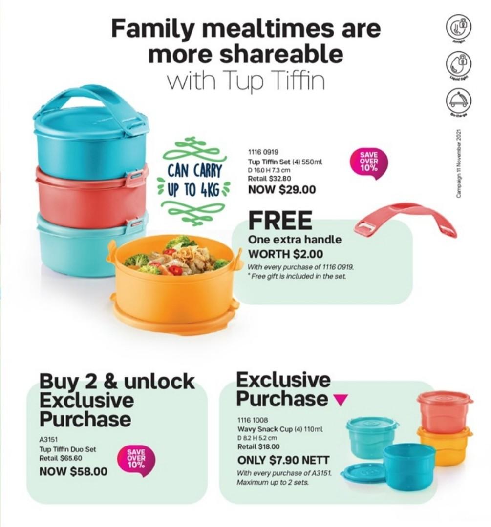 Tupperware Tup Tiffin Set, Furniture & Home Living, Kitchenware ...