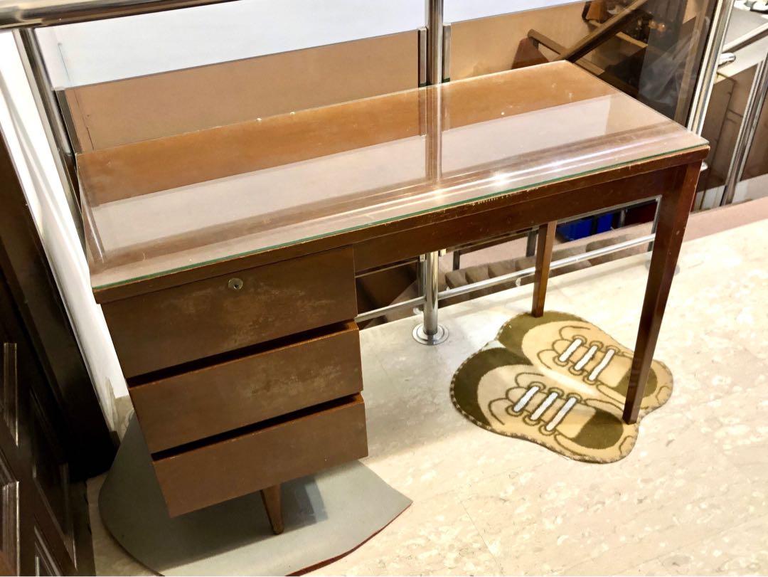 Vintage 1950s 1960s Mid-Century Solid Wood Study Desk with Drawers ...
