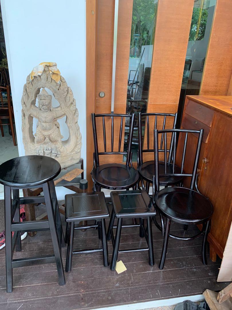 Vintage Kopitiam chairs and stools, Furniture & Home Living, Furniture ...