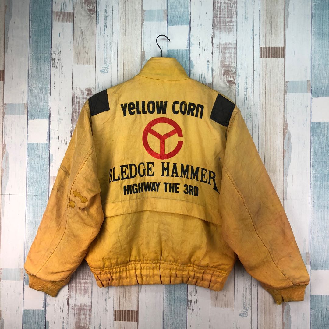 Vintage yellow corn racing jacket, Men's Fashion, Coats, Jackets and ...