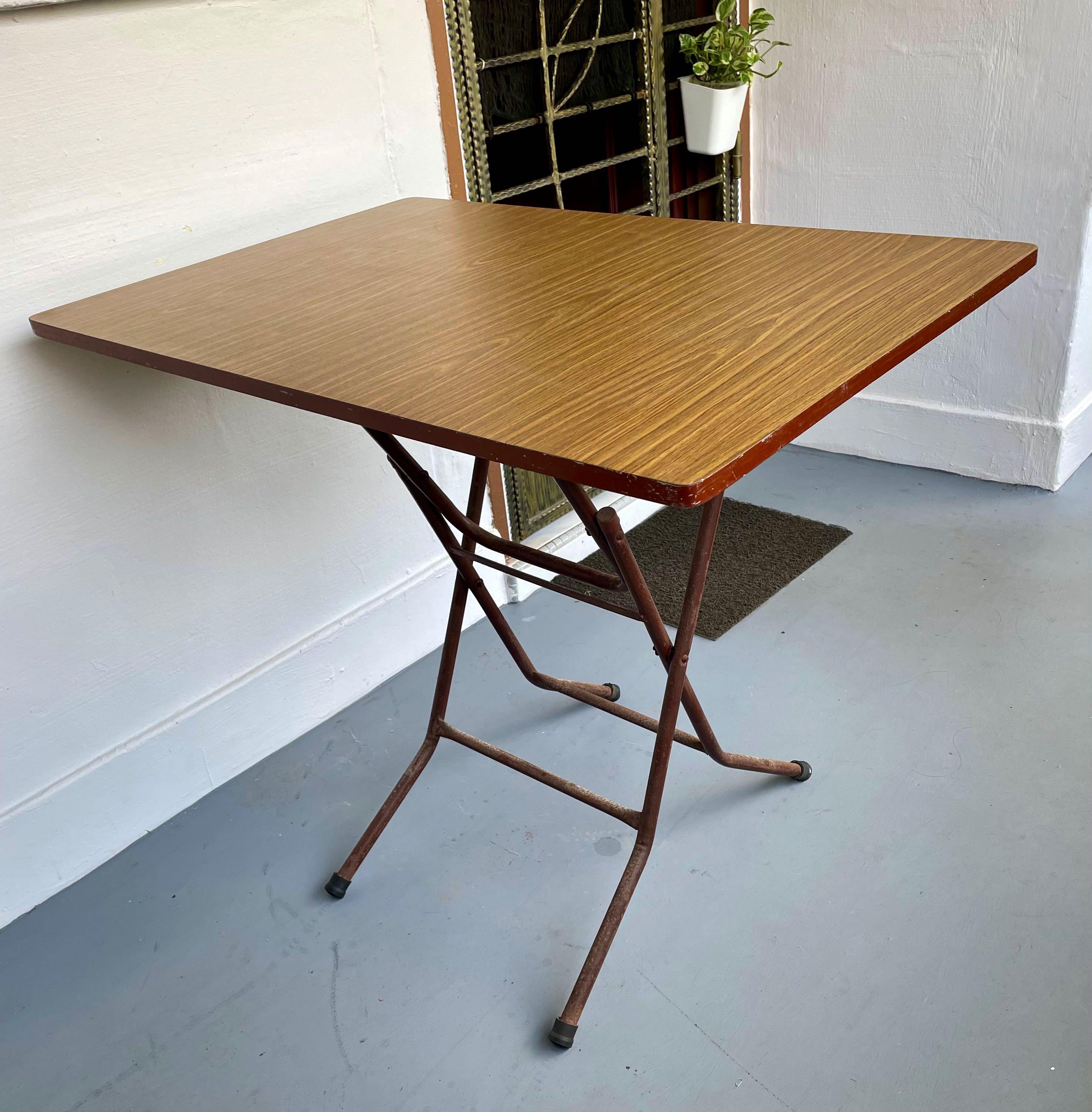 1970s Vintage Teak Wood Foldable Formica Kitchen Dining Table with ...