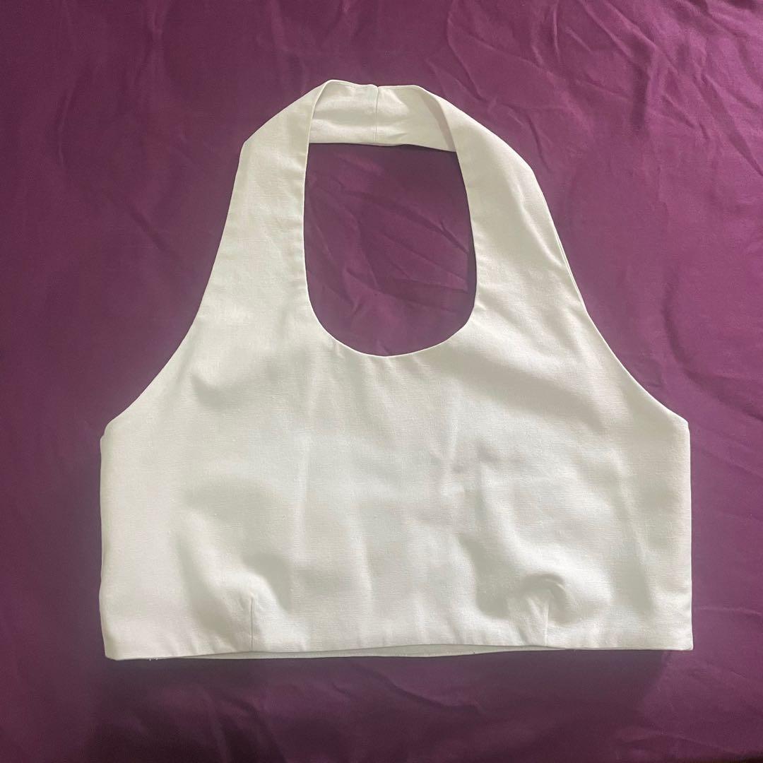 Araw the Line White Melfi Halter Top, Women's Fashion, Tops, Sleeveless ...